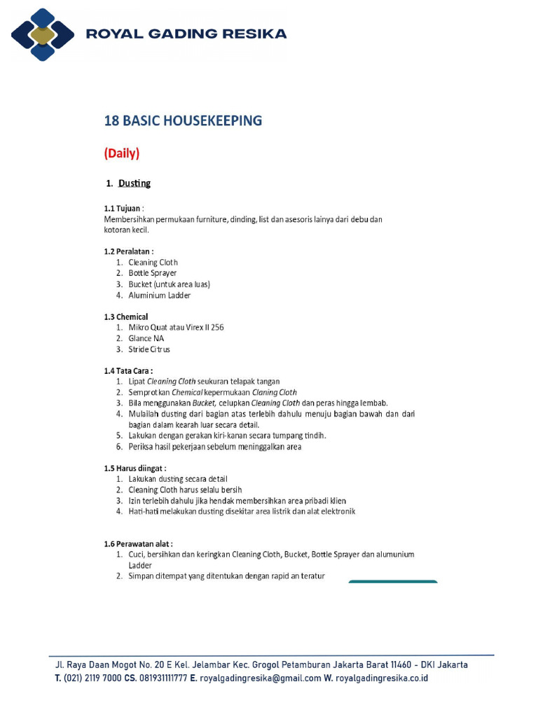Basic Housekeeping | PDF
