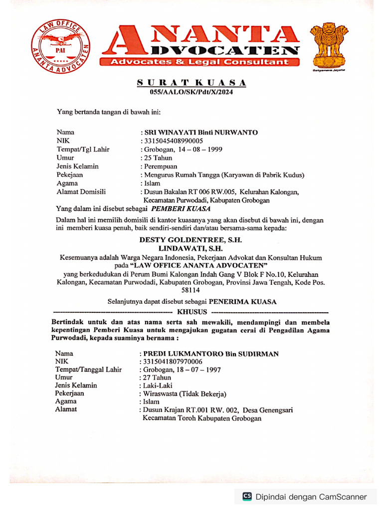 Surat Kuasa Cerai Gugat | PDF