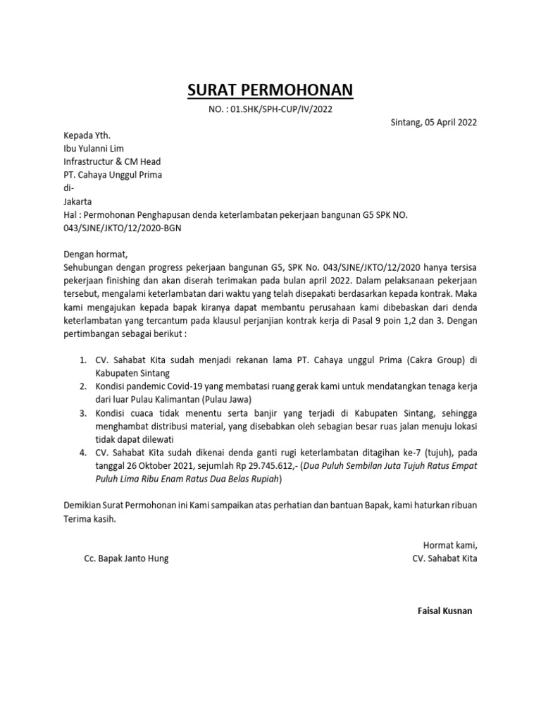 Surat Permohonan Hapus Denda | PDF