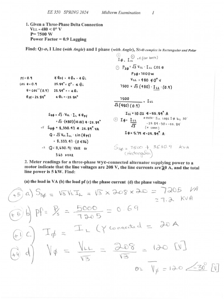EE350 Midterm I Solution Csulb | PDF