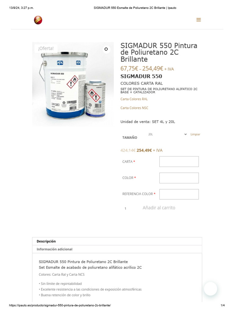 SIGMADUR 550 Esmalte de Poliuretano 2C Brillante - Ipauto | PDF ...