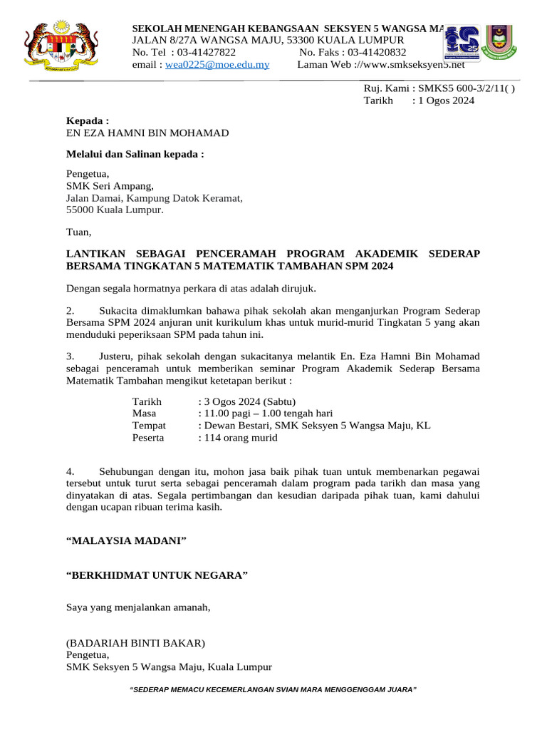 SURAT LANTIKAN PENCERAMAH | PDF