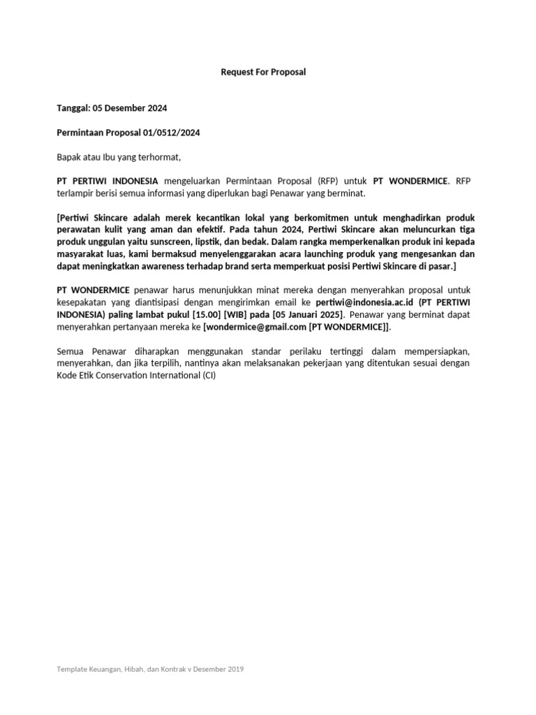 Request For Proposal Indonesian | PDF
