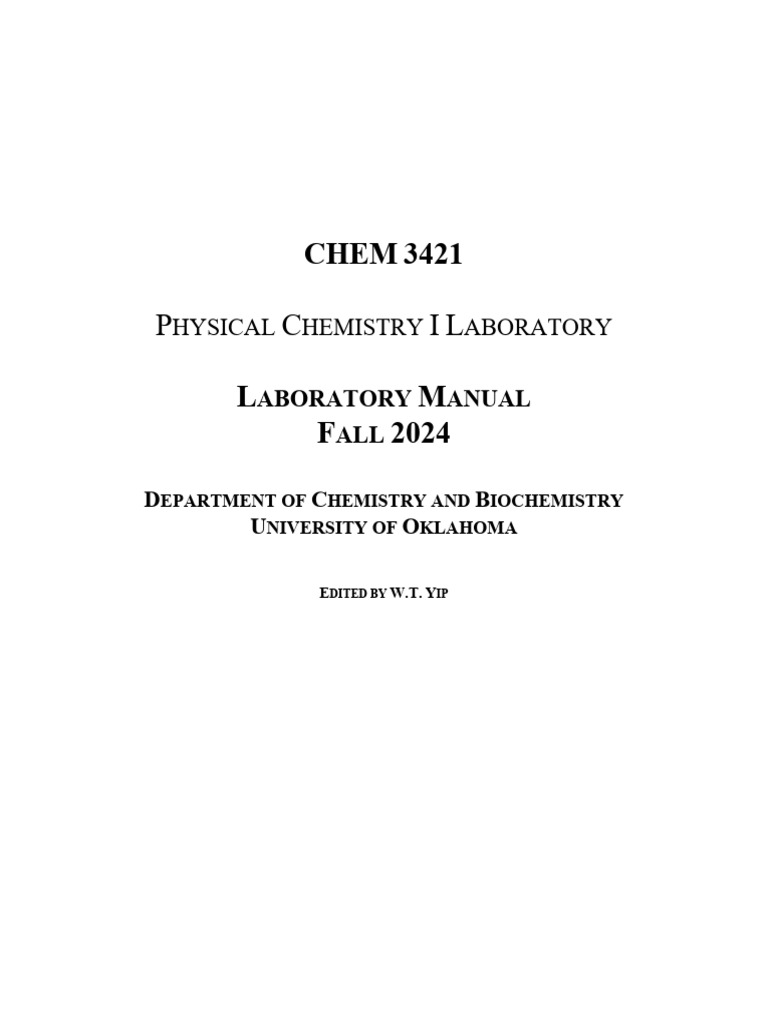 CHEM 3421 Lab Manual Fall24 (1) | PDF | Reaction Rate | Observational Error