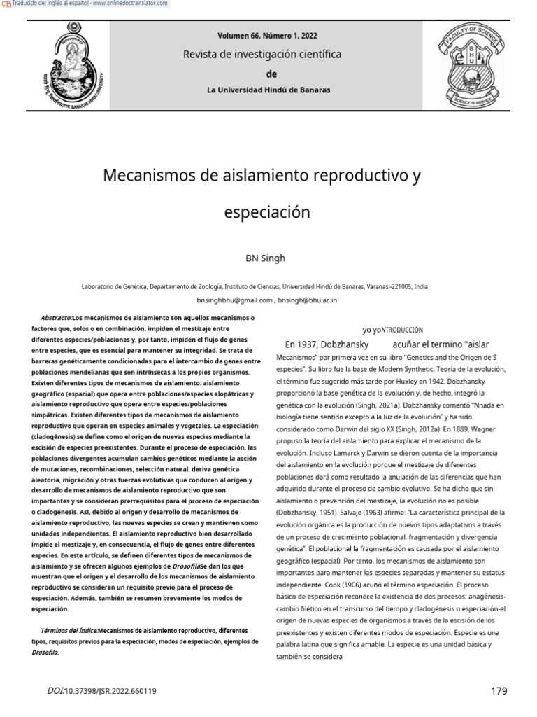 Reproductive Isolating Mechanisms and SP - En.es | PDF | Evolución ...