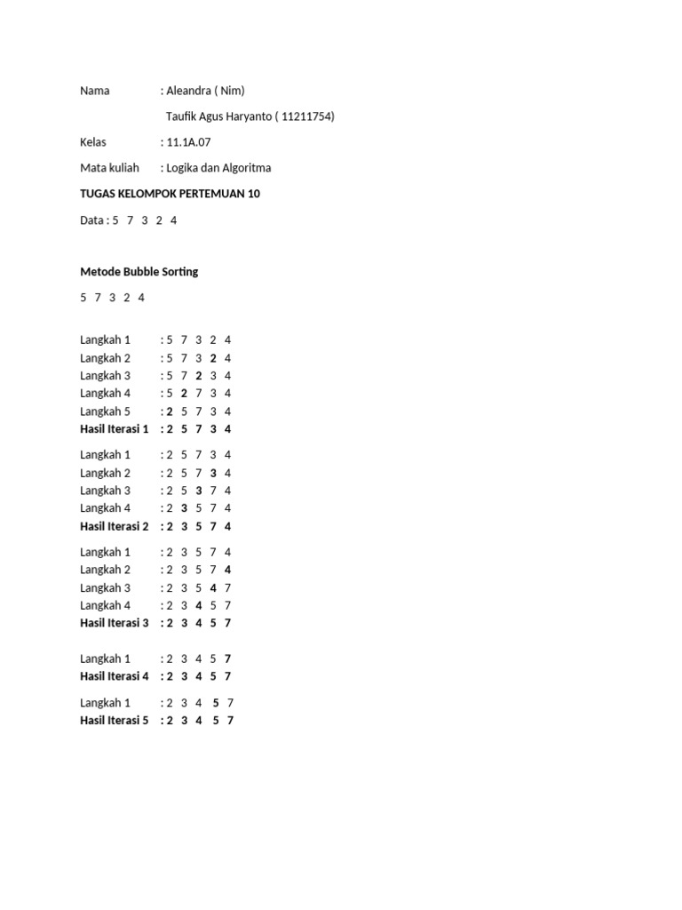 Tugas Kelompok Pertemuan 10 - Logika Dan Algoritma - (Taufik & Aleandra) | PDF