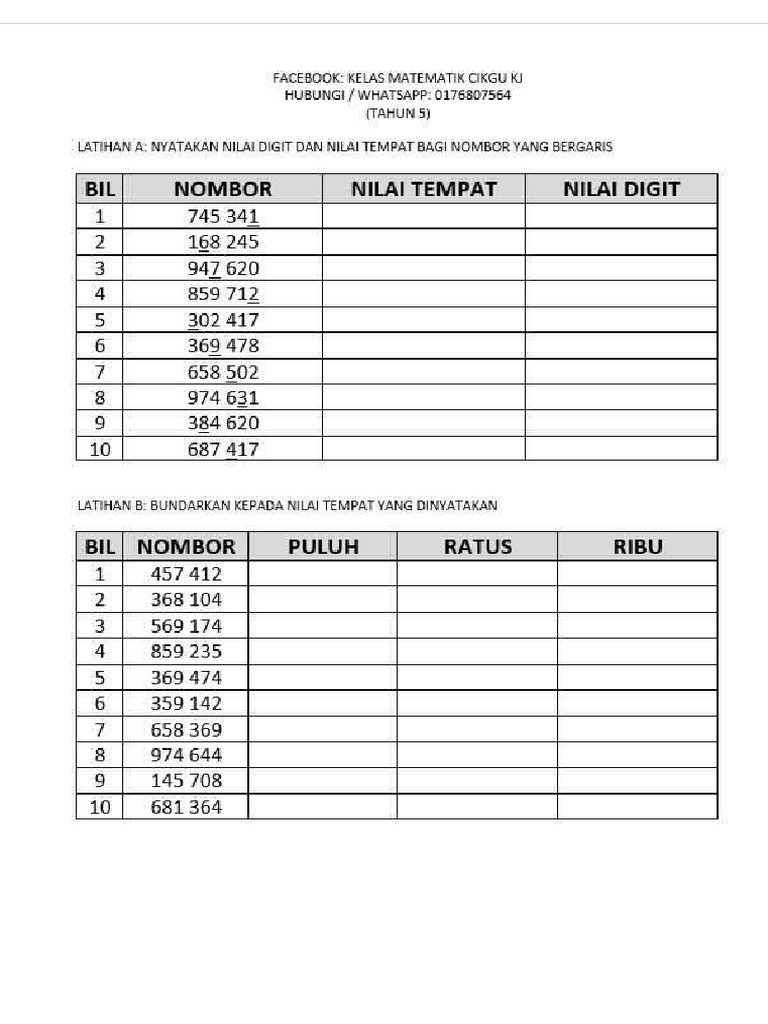 Nilai Tempat Nilai Digit Bundarkan | PDF