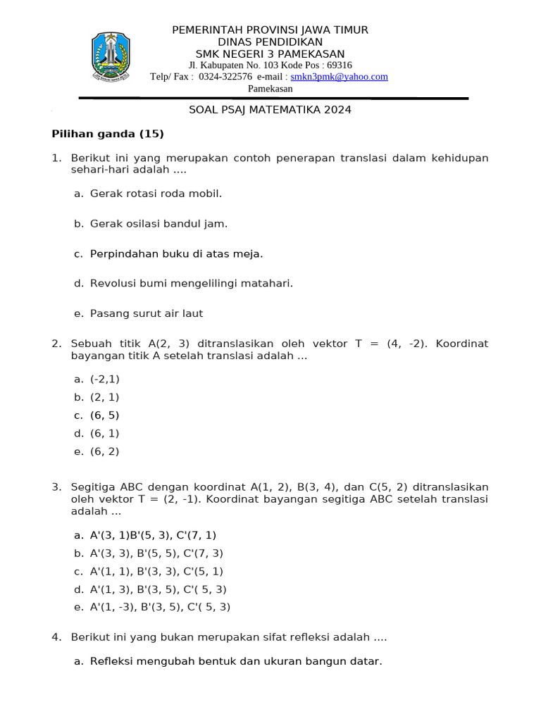 MATEMATIKA-Soal PSAJ | PDF | Metode & Bahan Ajar