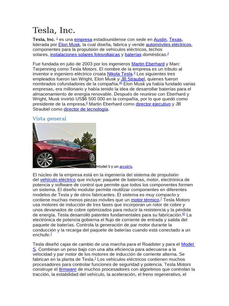 Historia y tecnología de Tesla, Inc. | PDF | Tesla Model S | Elon Musk