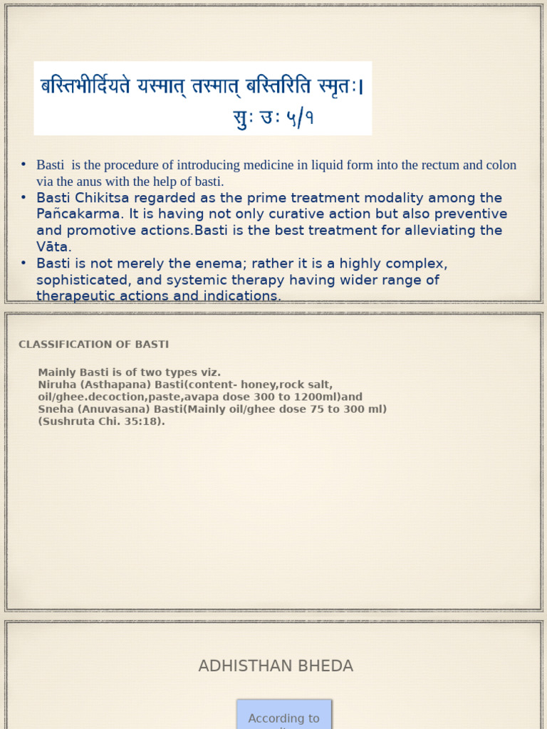 Basti Is The Procedure of Introducing Medicine in Liquid Form Into The Rectum and Colon Via The ...