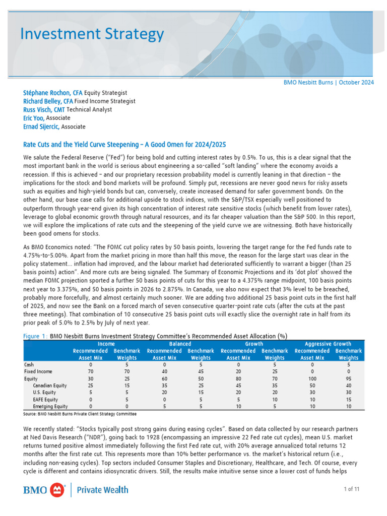 Investment Strategy - October 2024 | PDF | Yield Curve | Yield (Finance)