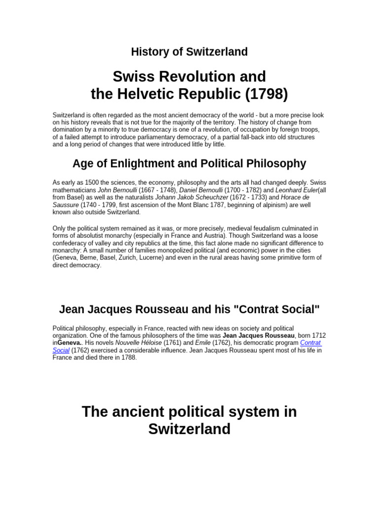 Switzerland History | PDF | Switzerland