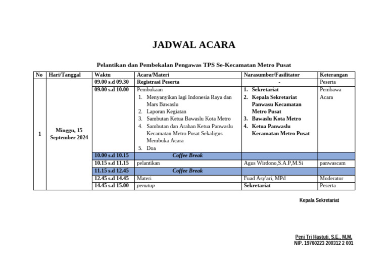 Rundown Acara | PDF