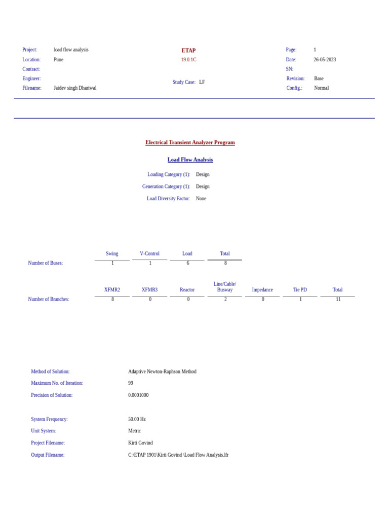 Load Flow Analysis Report for Pune | PDF | Electric Power Transmission ...