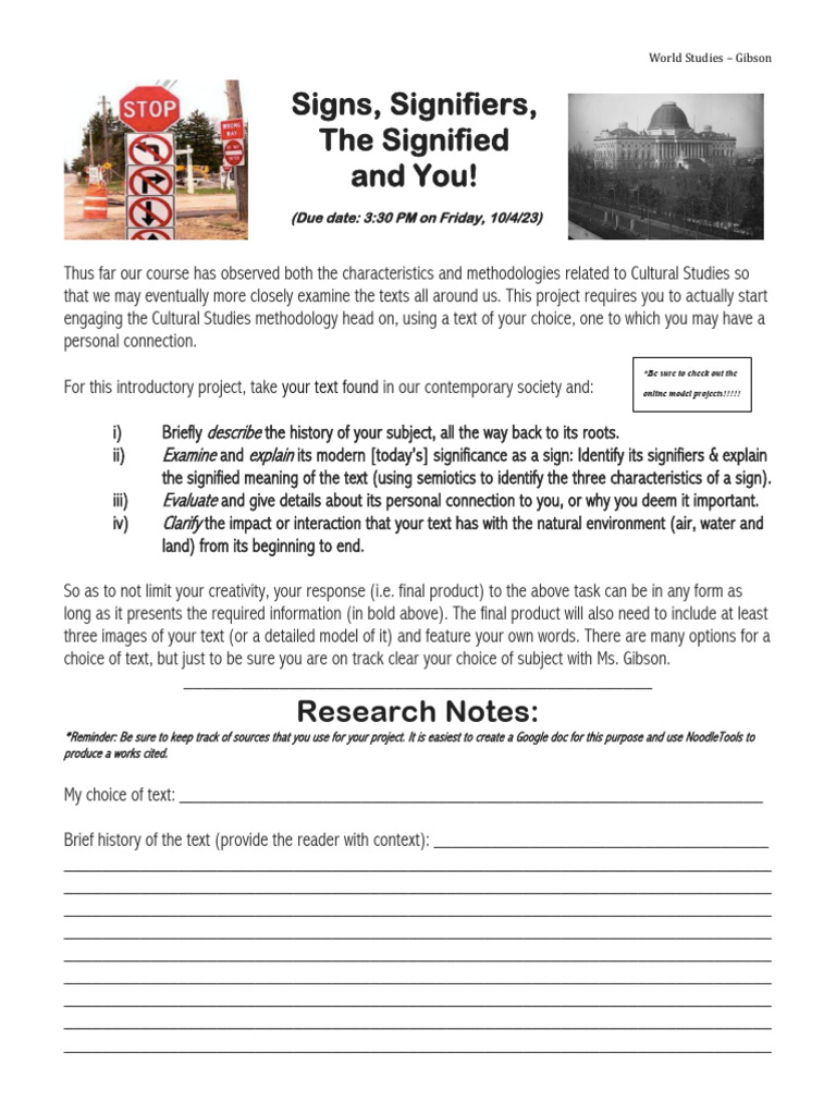Cultural Studies Project Guidelines | PDF | Cultural Studies ...