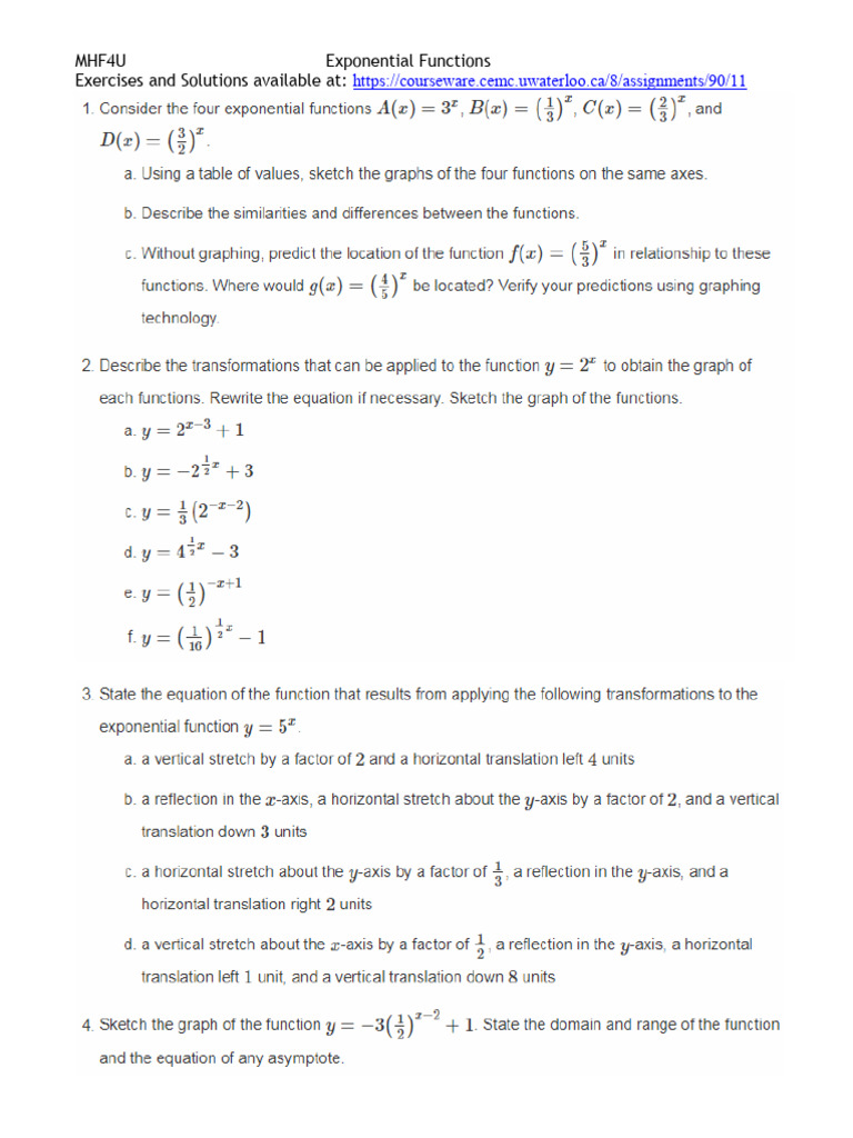 02 - Exponential Functions - Transformations | PDF