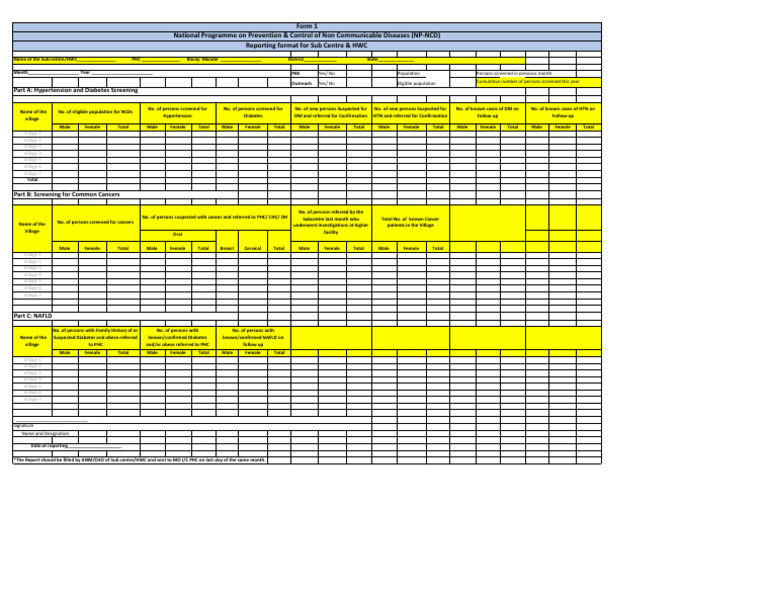 NPNCD Reporting Formats 2024-25 With NAFLD - APRIL 2024 | PDF | Non ...