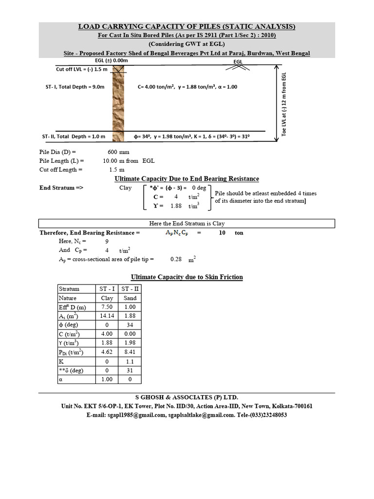 Pile Capacity Calculations - Paraj - 10m | PDF | Deep Foundation | Building Engineering