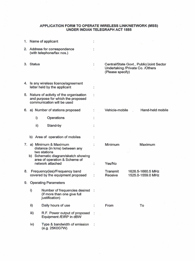 Wireless Network Application Form | PDF