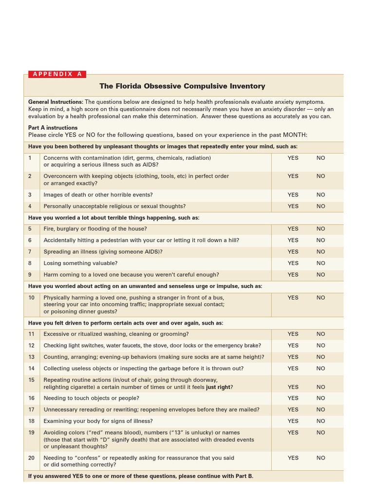 Florida Obsessive Compulsive Inventory | PDF | Obsessive–Compulsive ...
