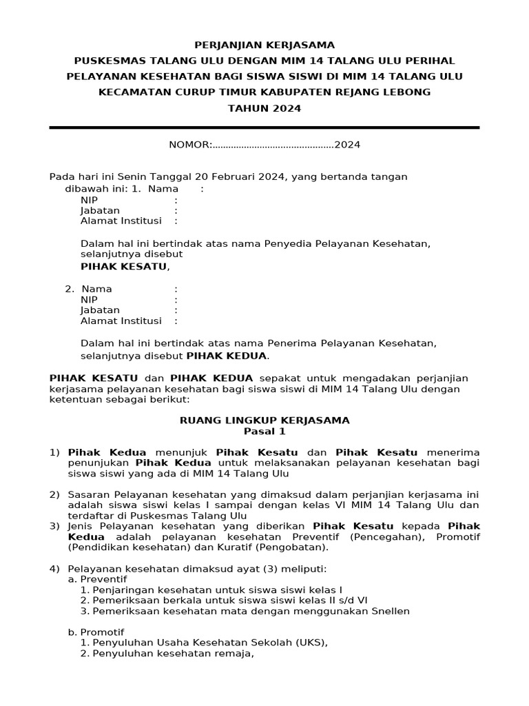 contoh-mou-sekolah-dengan-puskesmas-terbaru_compress | PDF