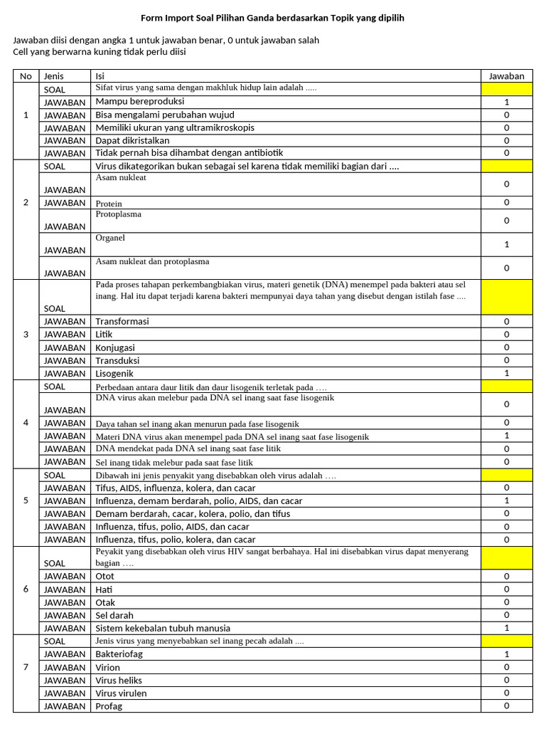 Soal Pat Biologi Kelas X 2024 | PDF