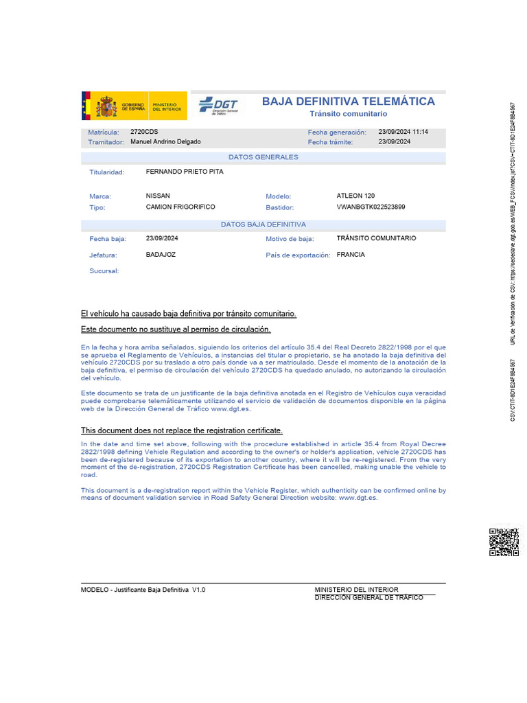 Baja Definitiva Vehículo Telemática | PDF | Negocios | Finanzas y dinero