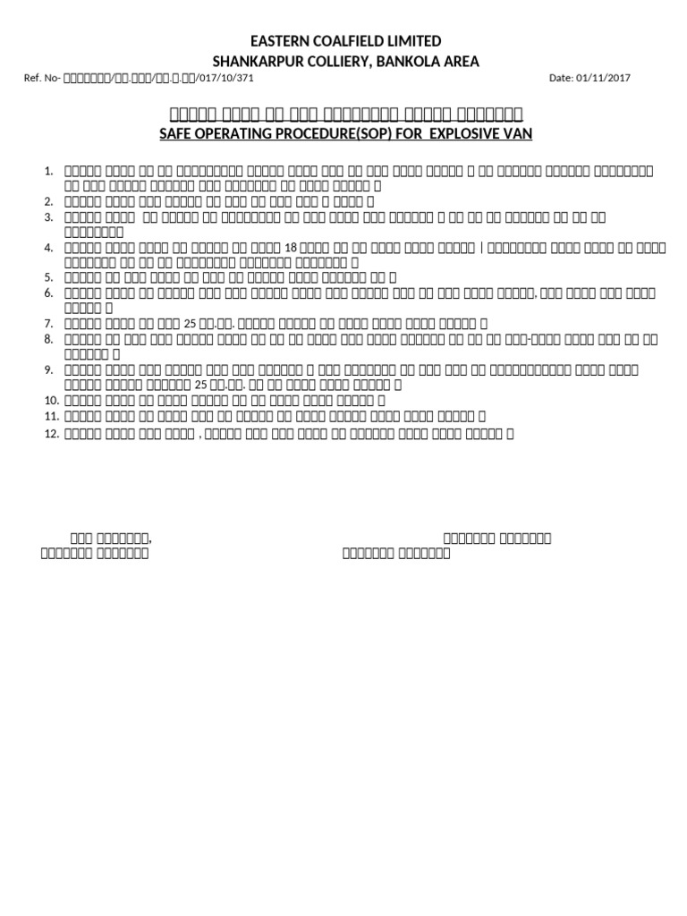 Explosive Van SOP | PDF