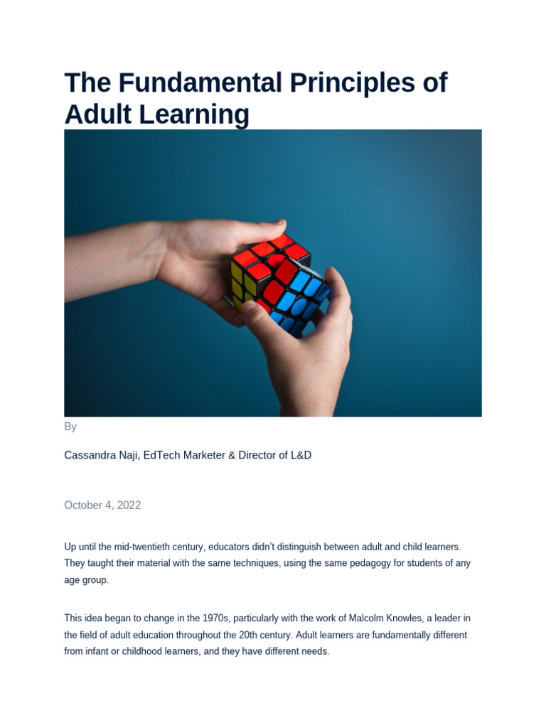 The Fundamental Principles of Adult Learning | PDF | Adult Education ...