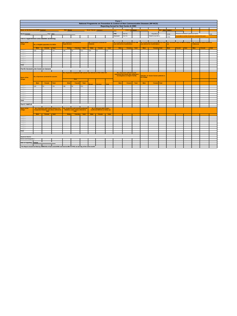 NPNCD Reporting Format Mamta | PDF | Non Communicable Disease | Health ...