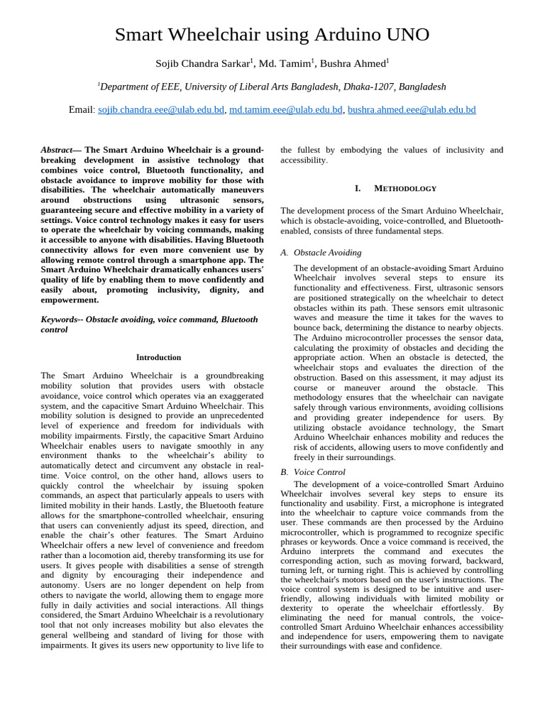 Paper on Project | PDF | Wheelchair | Arduino