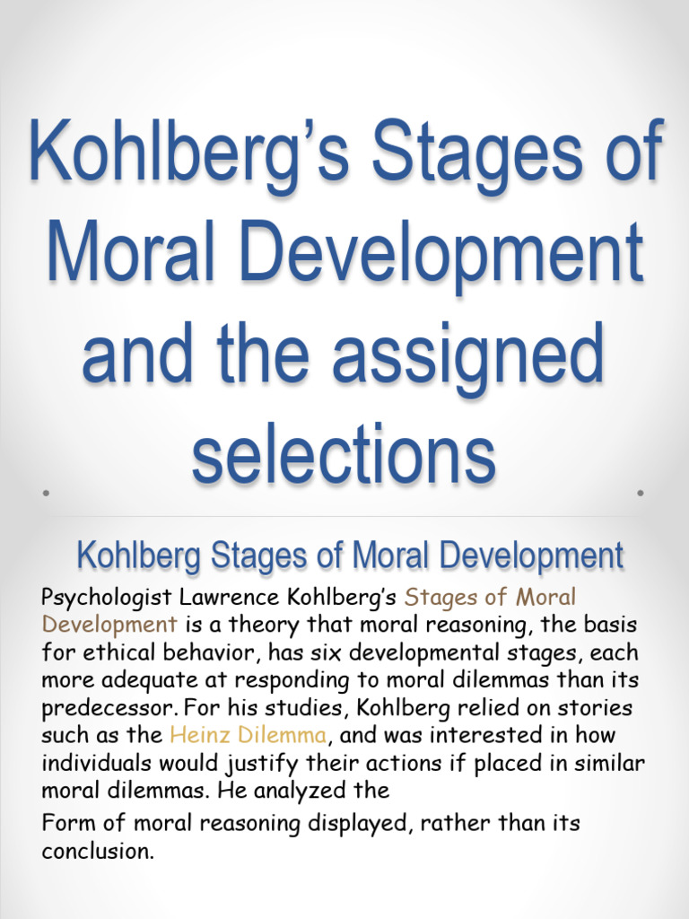 Kohlberg Moral Development | PDF | Psychological Concepts | Liberal ...
