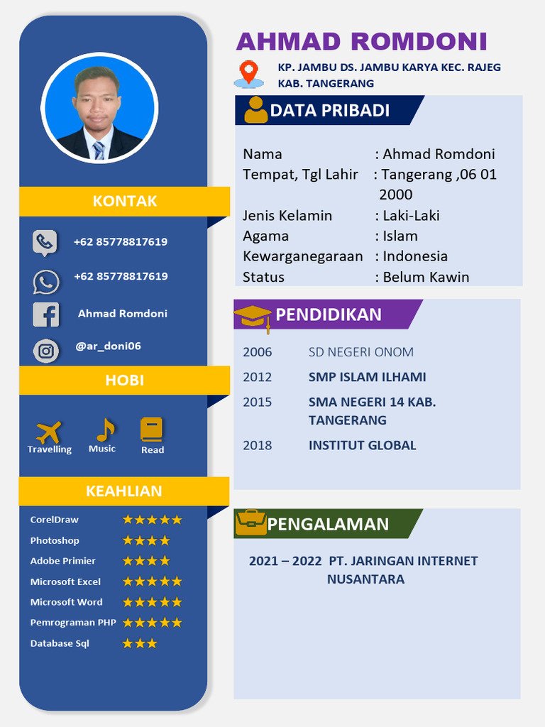 CV Ahmad Romdoni | PDF