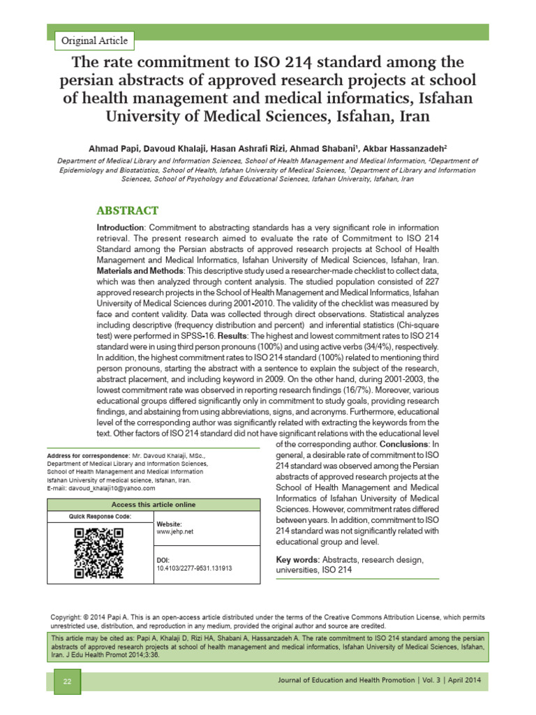 The Rate Commitment To ISO 214 Standard Among The | PDF | Subject (Grammar) | Abstract (Summary)