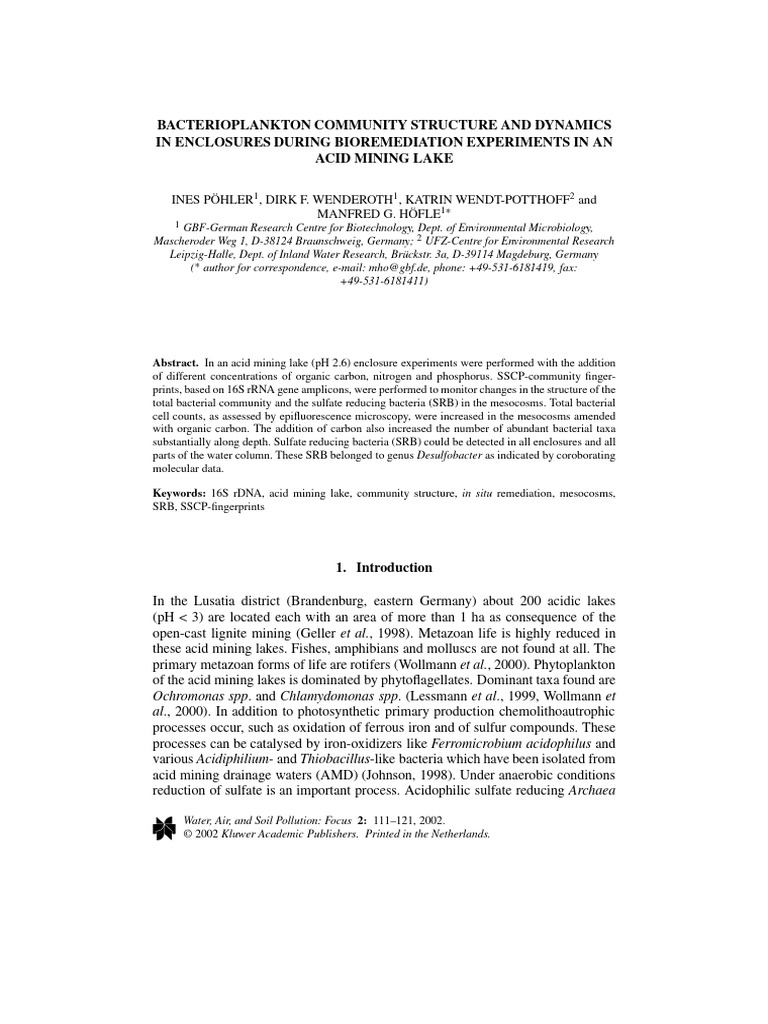 Bacterioplankton Community Structure and Dynamics | PDF | Environmental Science