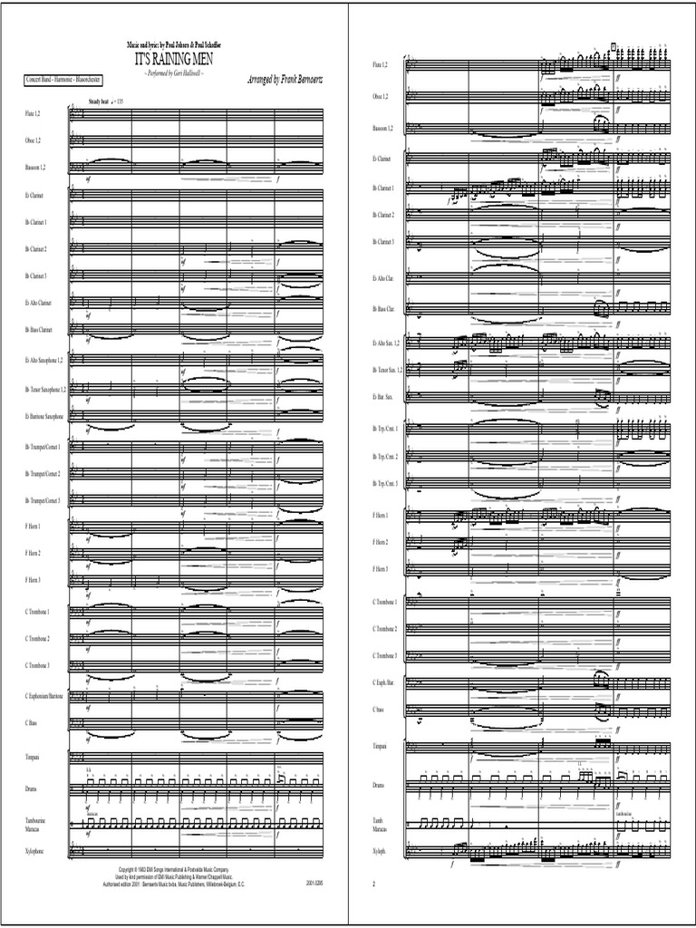 Sample Score: It'S Raining Men | PDF | Saxophone | Musical Instruments