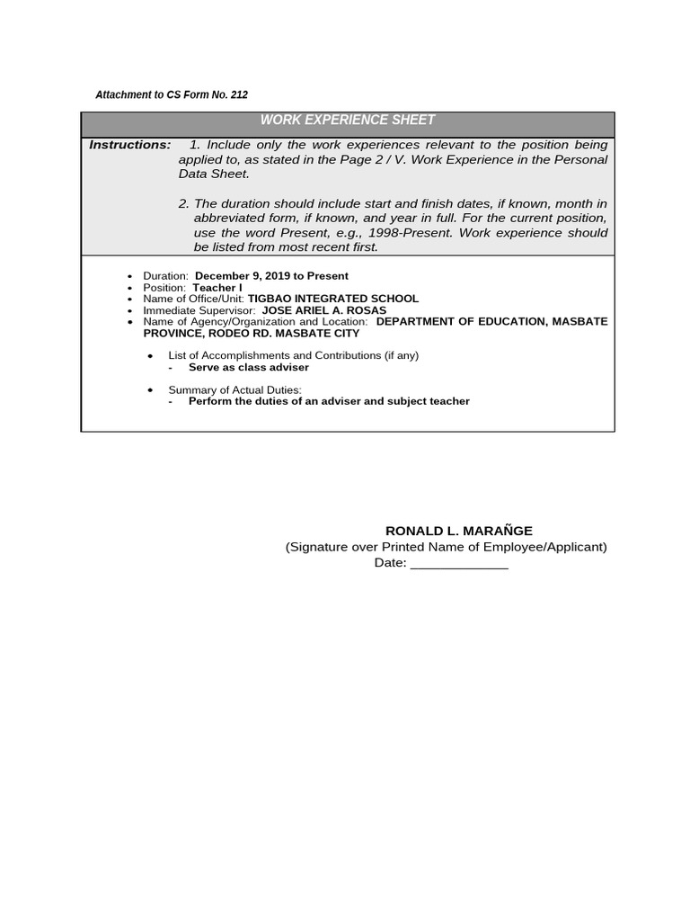 Work Experience | PDF | Career & Growth