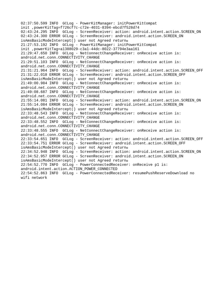 Android Screen and Connectivity Logs | PDF | Finance & Money Management | Technology & Engineering