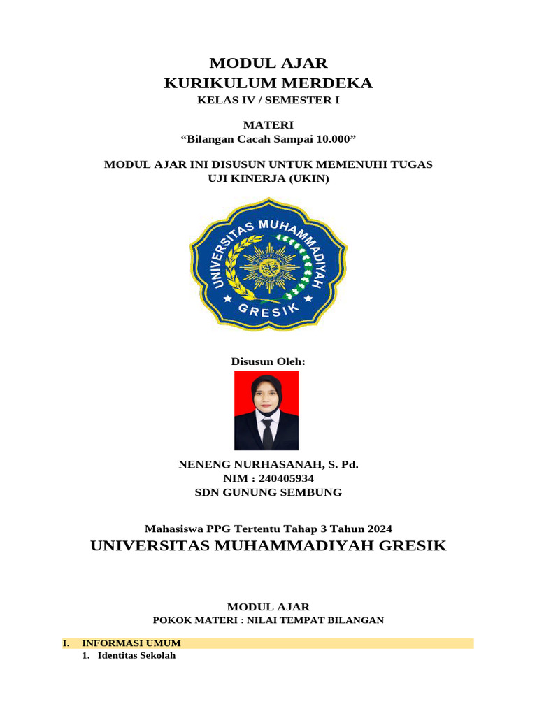 Contoh Cover Modul Ajar PPG 2025 | PDF