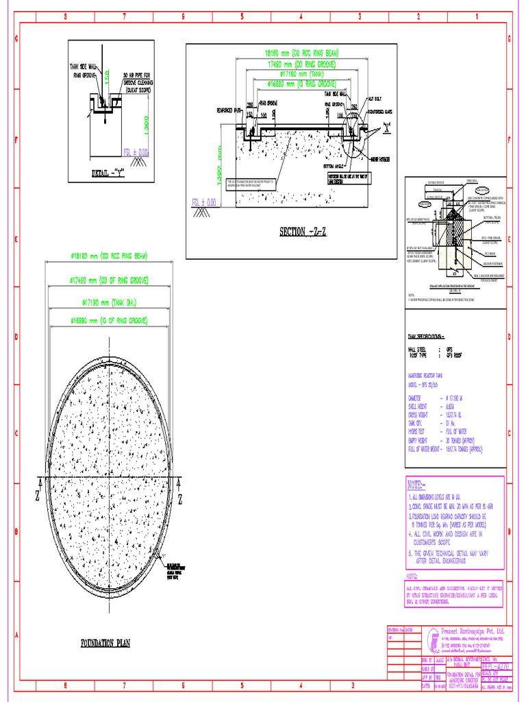 PEPL-4270 - ETP - FOUNDATION DRG. FOR PRE FAB ANAEROBIC DIGESTER - DIA. 17.190M - BENGAL ...