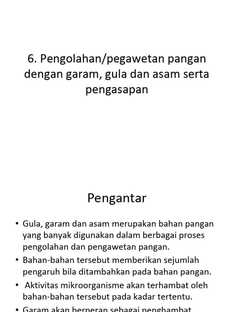 Pengolahan Pangan Dengan Gula-Garam-Asam | PDF