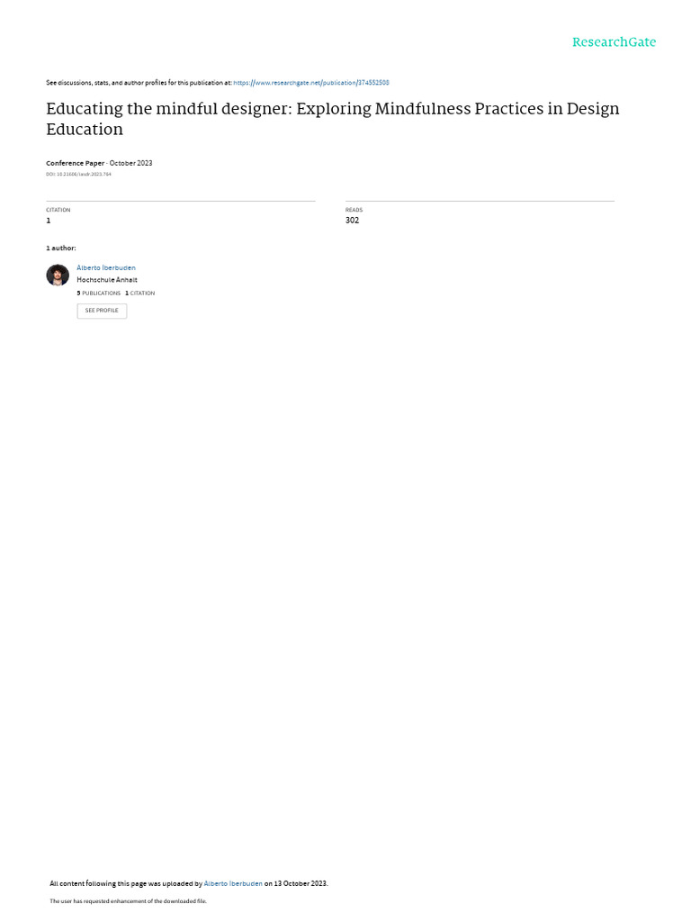 Educating The Mindful Designer Exploring Mindfulness Practices I | PDF | Mindfulness | Pedagogy