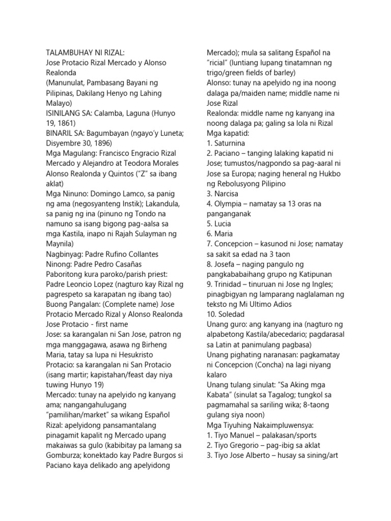 Talambuhay Ni Rizal-2.1 | PDF