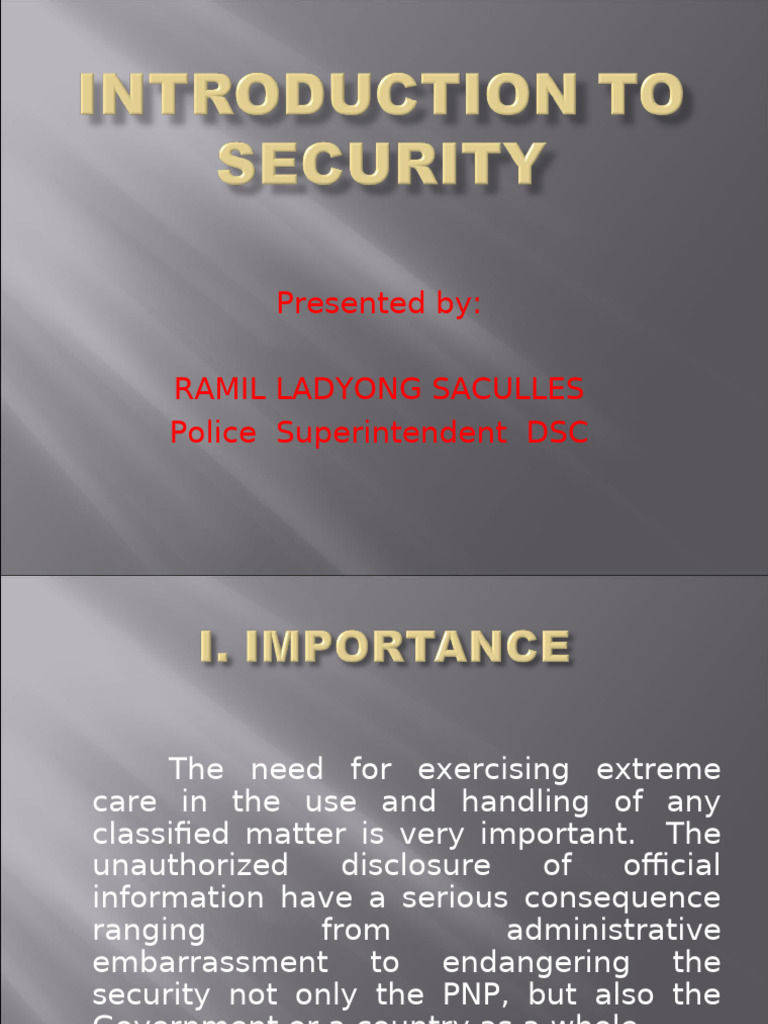 Introduction To Security | PDF | Classified Information | Espionage