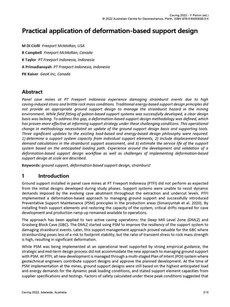 2022 Practical Application of Deformation-Based Support Design 14 | PDF | Strength Of Materials ...