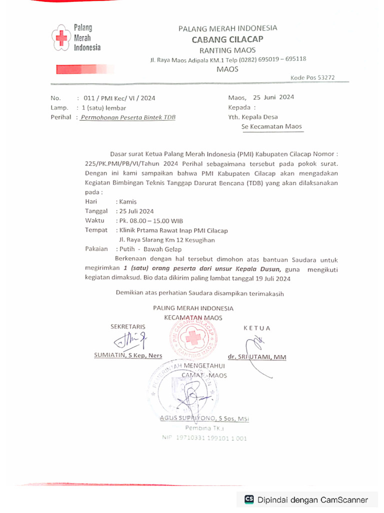 Permohonan Peserta Bintek TDB | PDF