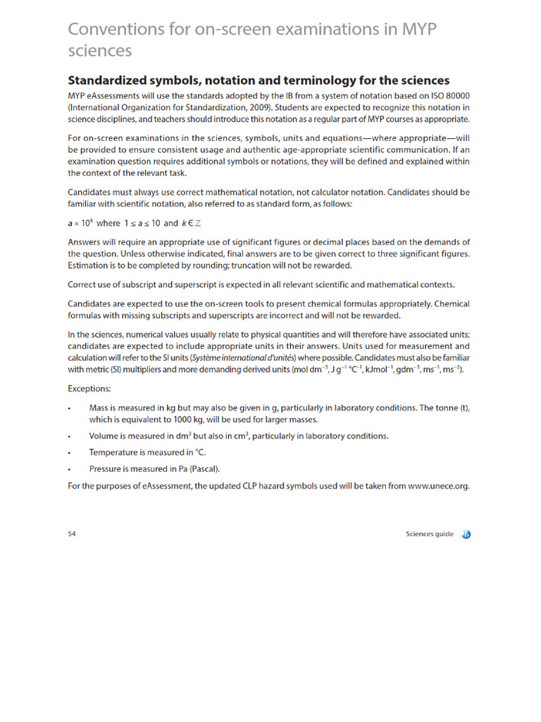 MYP-5 Formula Booklet | PDF