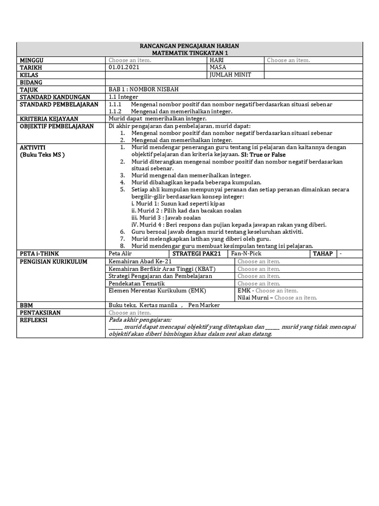 RPH T1 | PDF | Karier & Perkembangan | Metode & Bahan Ajar