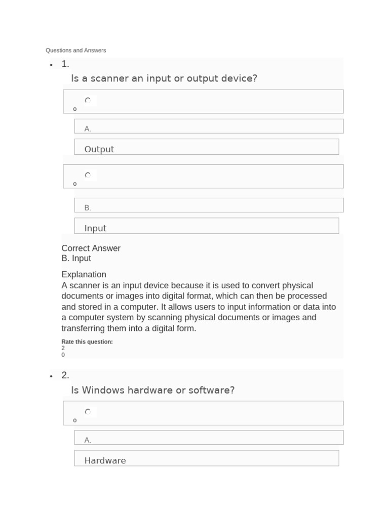 ICT EASY Questions and Answers | PDF | Input/Output | Process (Computing)