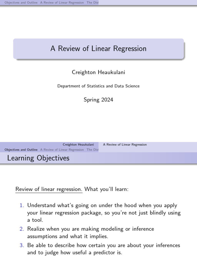 Week 1 Linear - Regression-Final | PDF | Regression Analysis | Linear ...